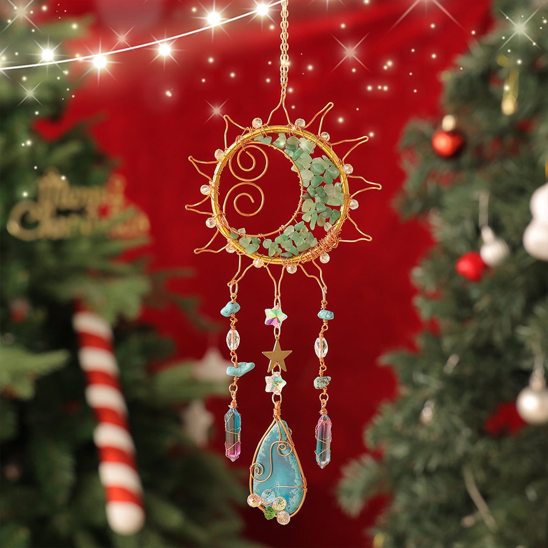 Handmade Wound Copper Wire Moon Smiley Crystal Suncatcher ,sun Catchers ...