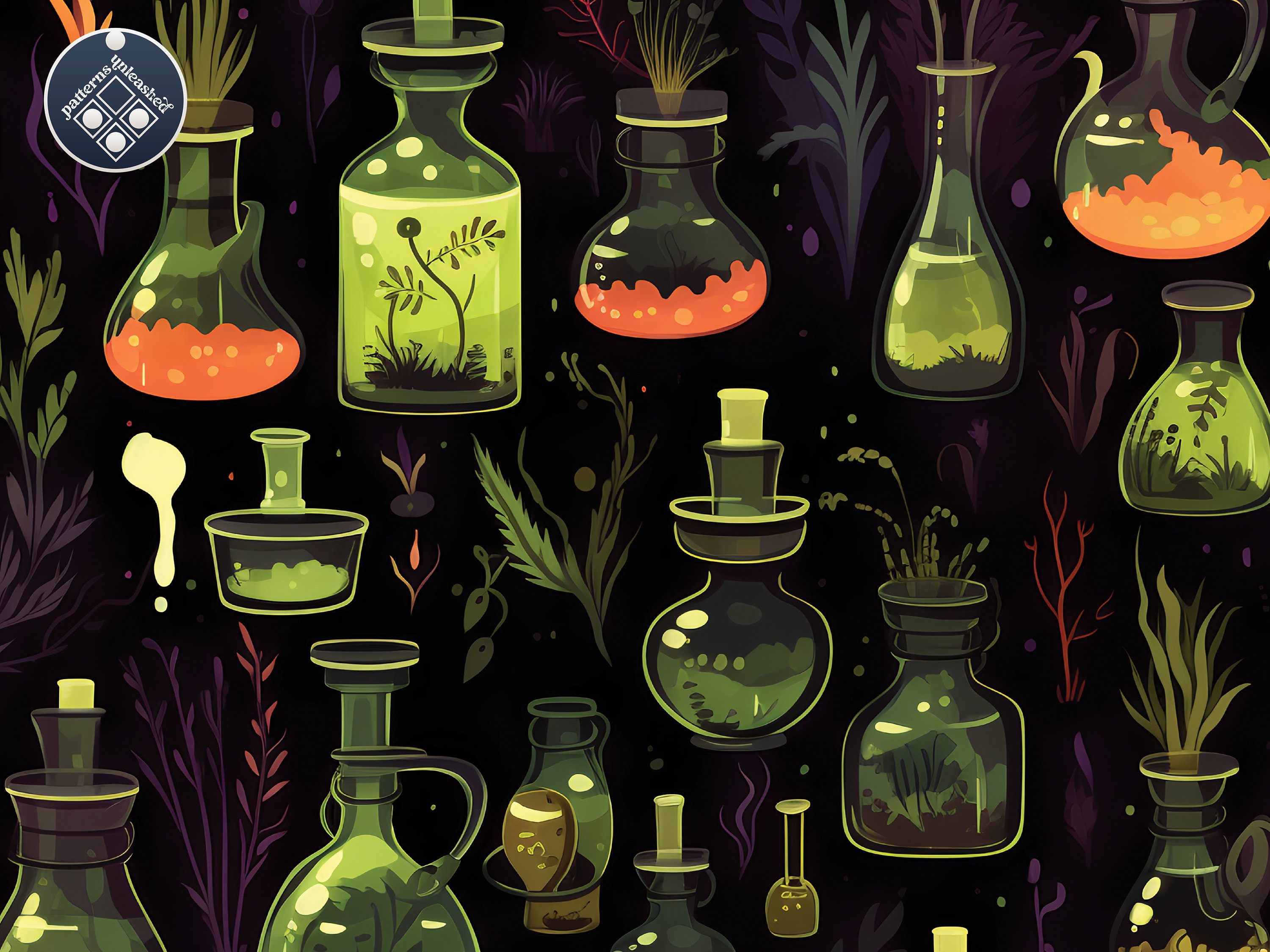 Magic Potions Digital Paper Seamless Pattern Unlimited Commercial Use ...