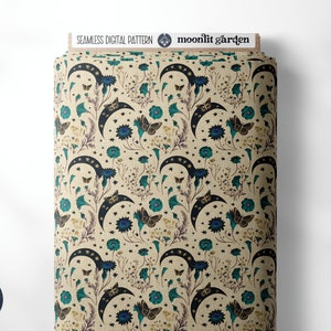 Moonlit Garden Seamless Pattern Unlimited Commercial Use Digital Print File Instant Download ...