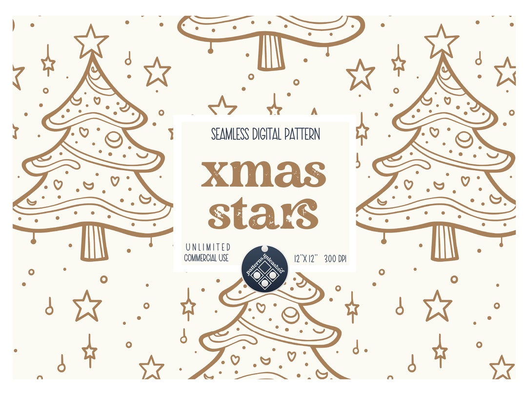Christmas Trees With Stars Seamless Pattern Unlimited Commercial Use ...