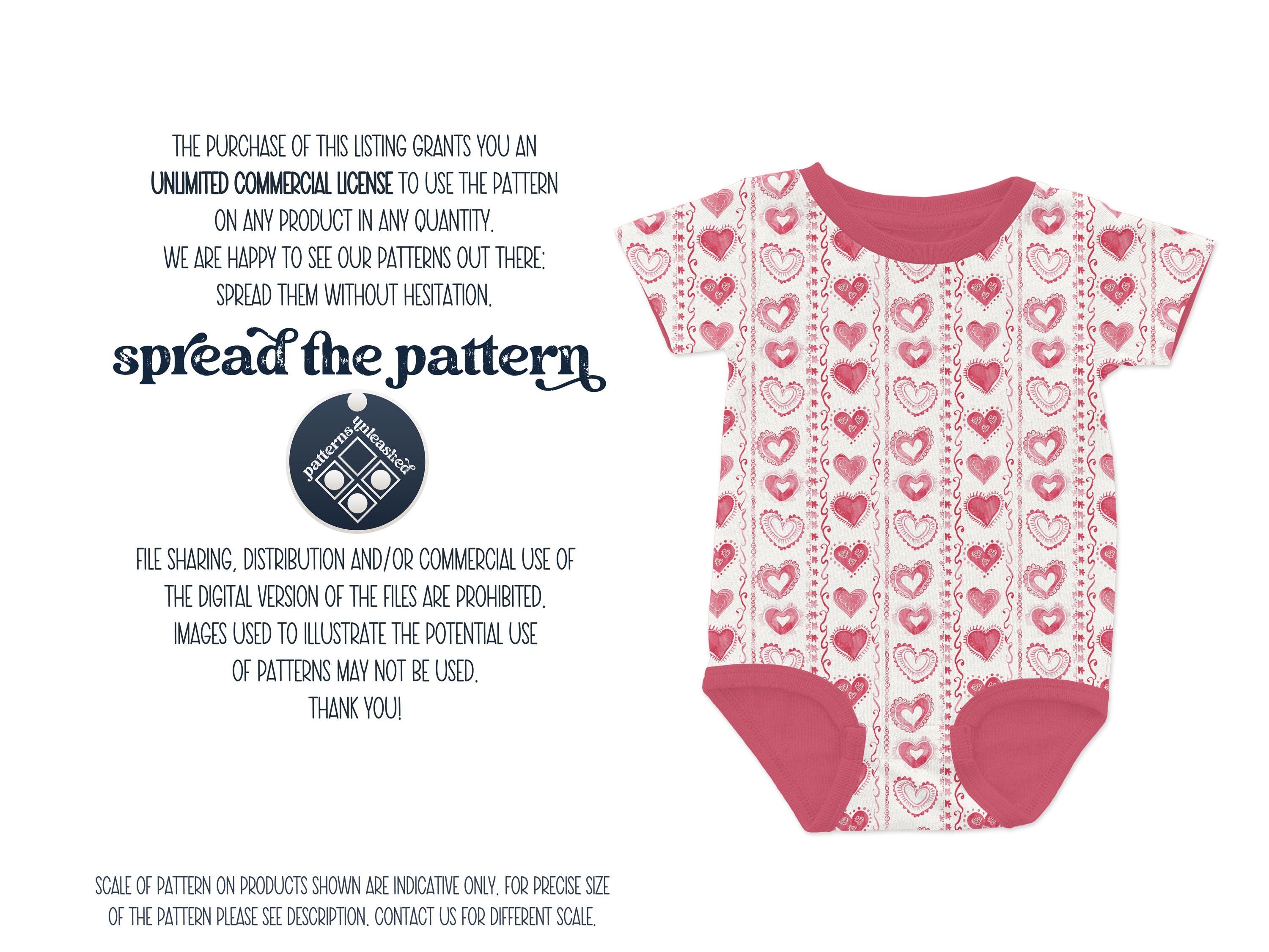 Hearts Digital Seamless Pattern Unlimited Commercial Use Print File ...