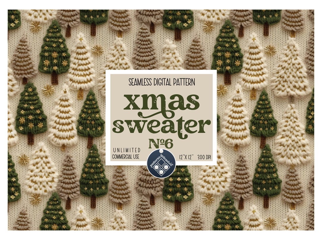 Christmas Sweater Seamless Pattern Unlimited Commercial Use Instant ...