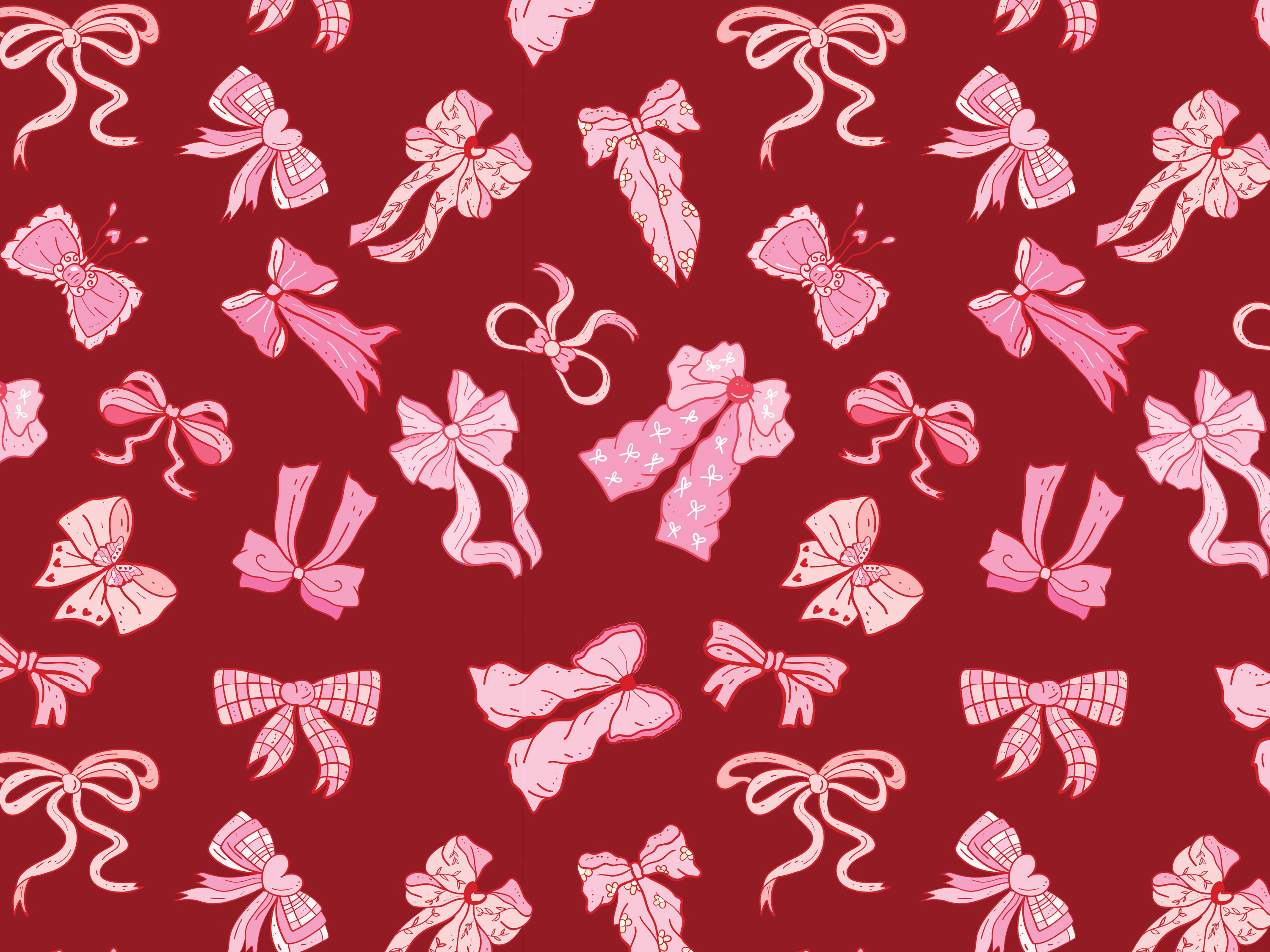 Pink Bows Digital Seamless Pattern Unlimited Commercial Use Print File ...