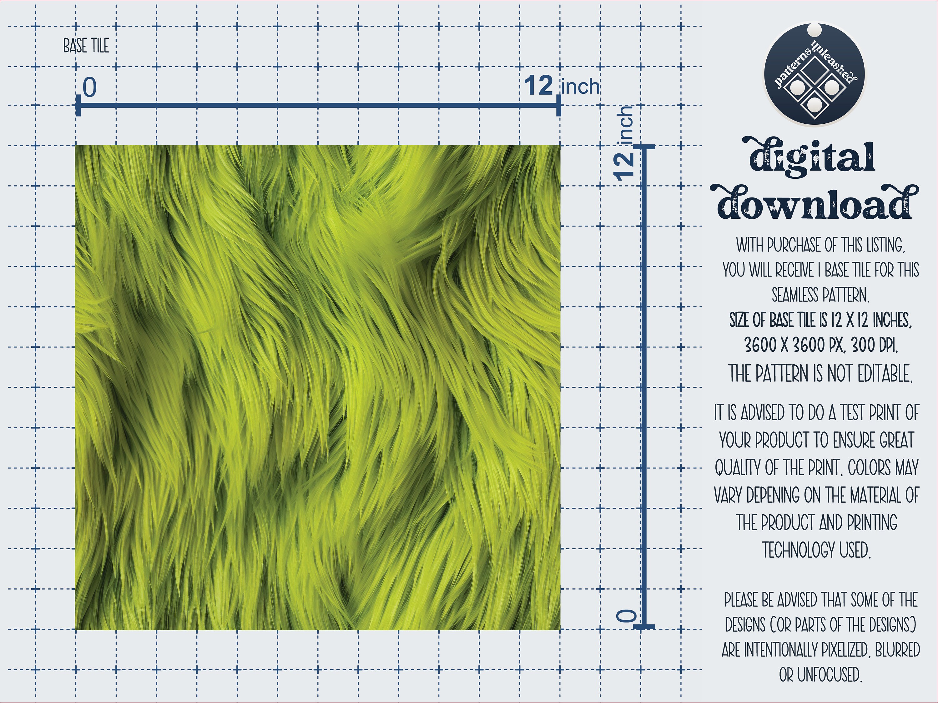 Green Fur Inspired by Grinch Seamless Pattern Unlimited Commercial Use ...