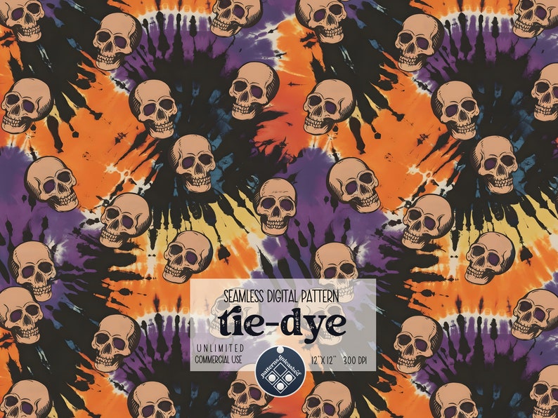 Halloween Tie-dye Digital Seamless Pattern Unlimited Commercial Use ...