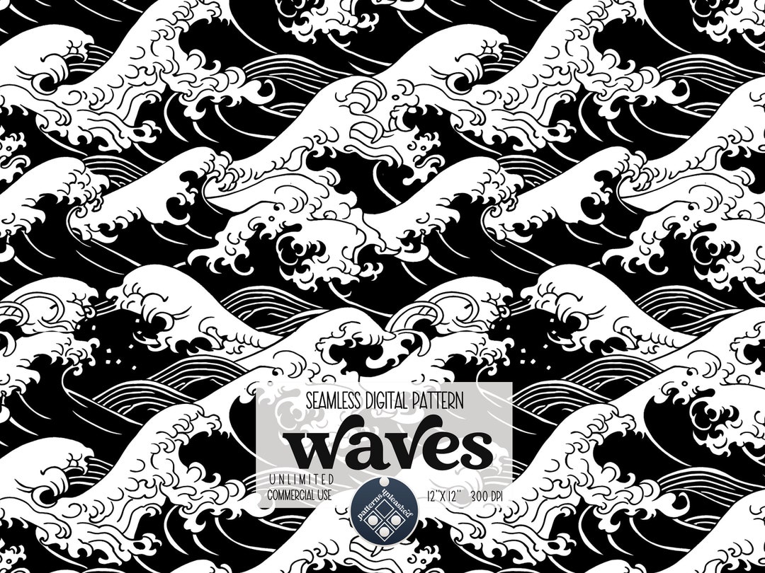 Waves Japanese Inspired Seamless Pattern Unlimited Commercial Use ...