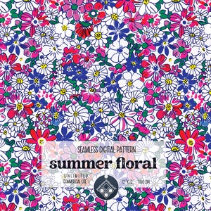 Summer Flowers Digital Seamless Pattern Unlimited Commercial Use ...