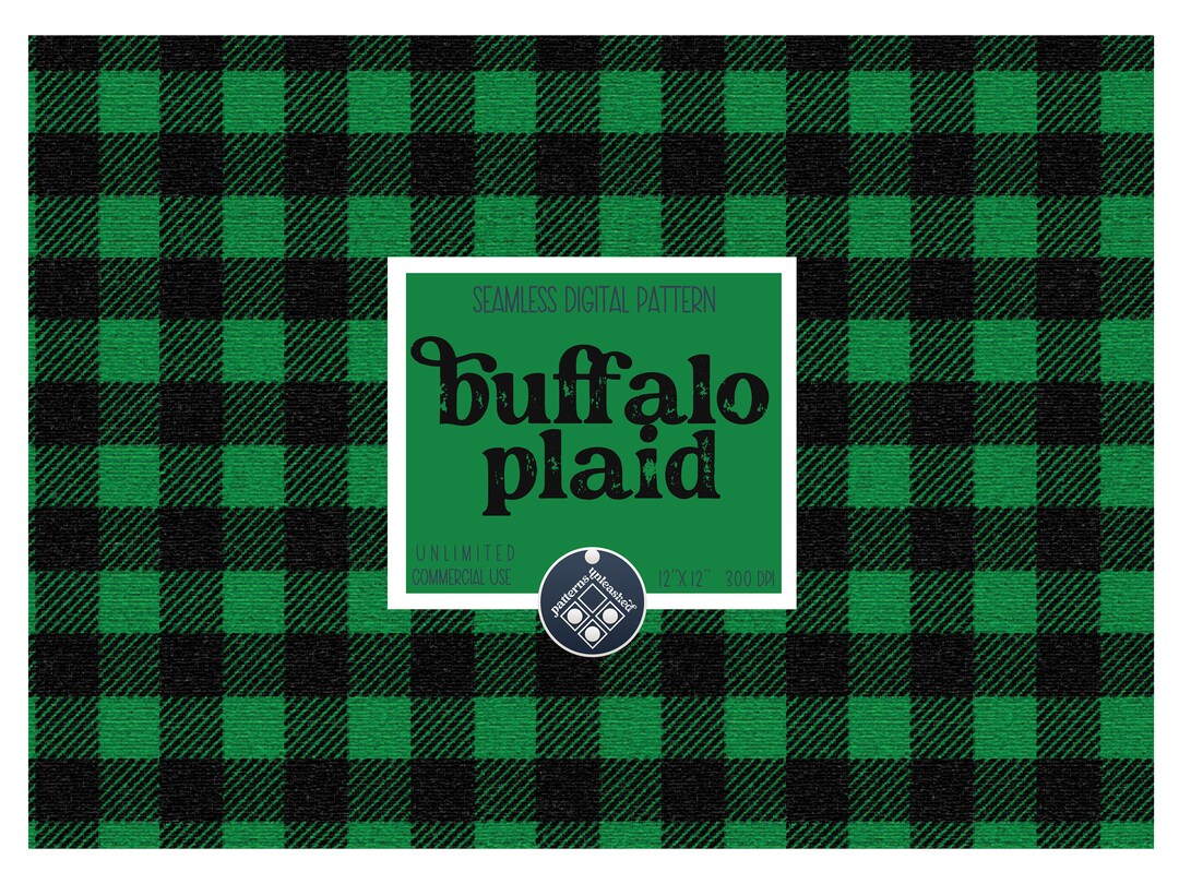 Buffalo Plaid Green Seamless Pattern Unlimited Commercial Use Instant ...
