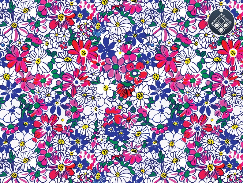 Summer Flowers Digital Seamless Pattern Unlimited Commercial Use ...
