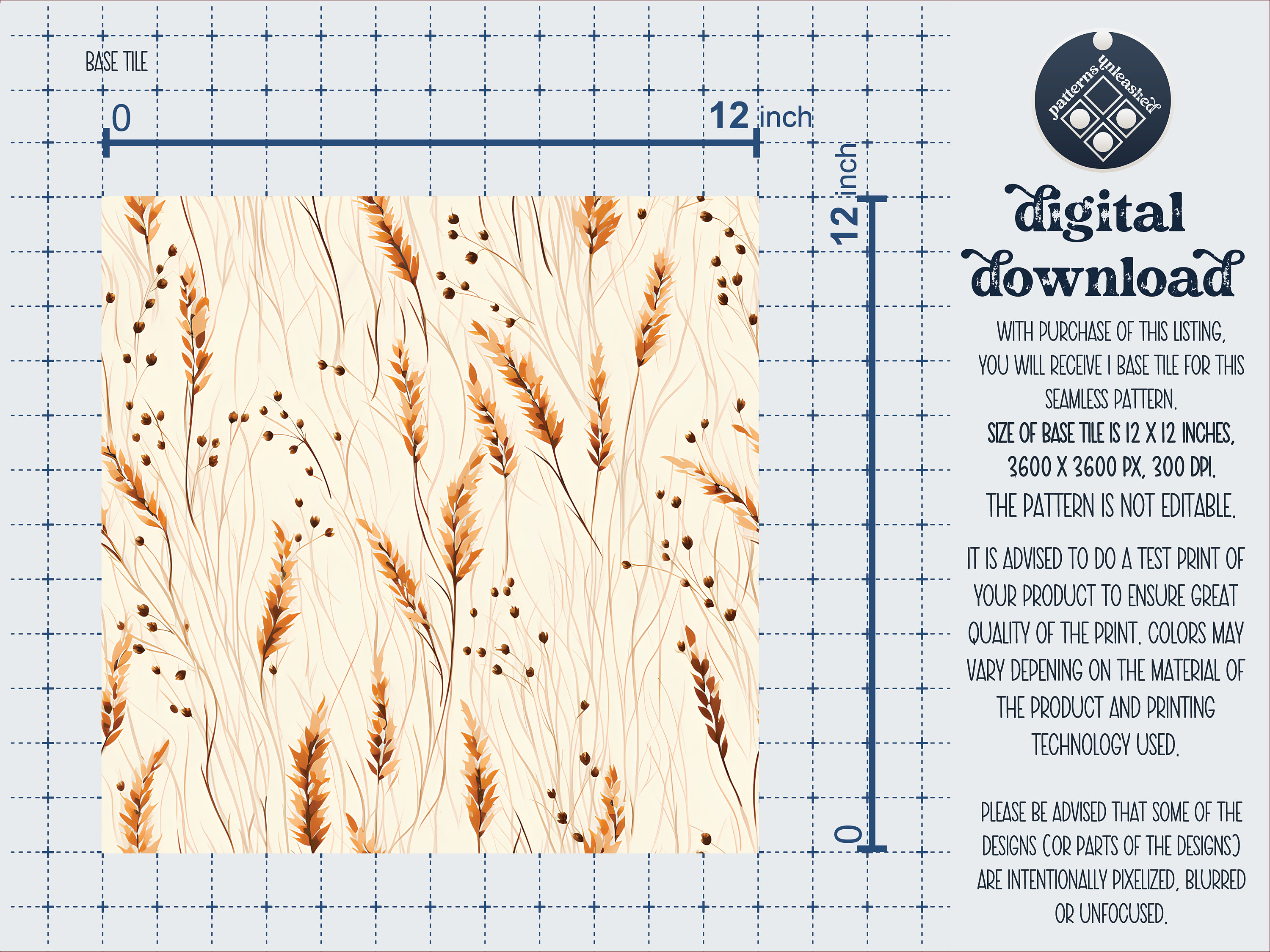 Wheat Digital Paper Seamless Pattern Unlimited Commercial Use - Etsy