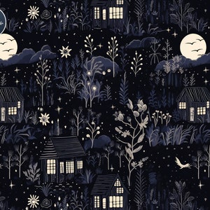 Magical Moon Seamless Pattern Unlimited Commercial Use Digital Print ...