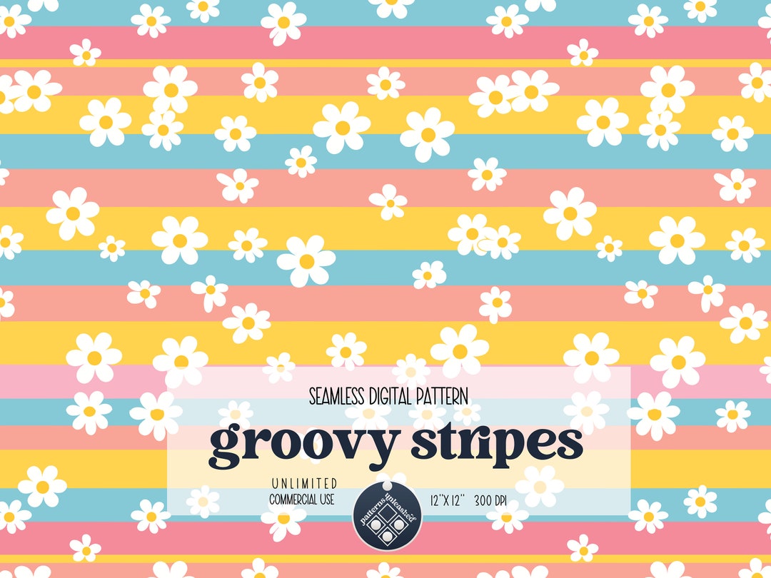 Groovy Stripes Seamless Pattern Unlimited Commercial Use Digital Print ...