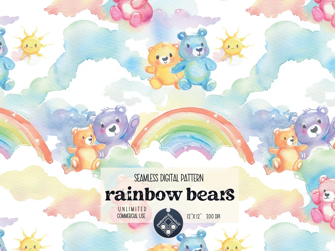 Bears Rainbow Digital Seamless Pattern Unlimited Commercial Use Digital ...