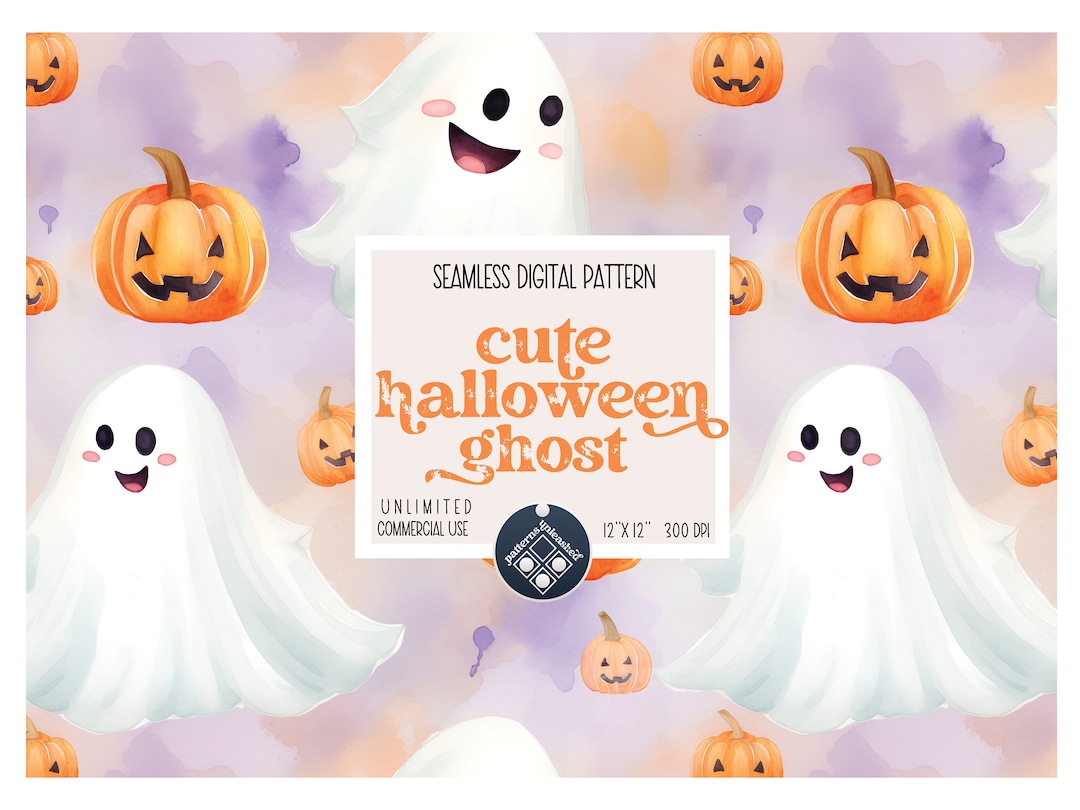 Cute Halloween Ghost Digital Paper Seamless Pattern Unlimited ...