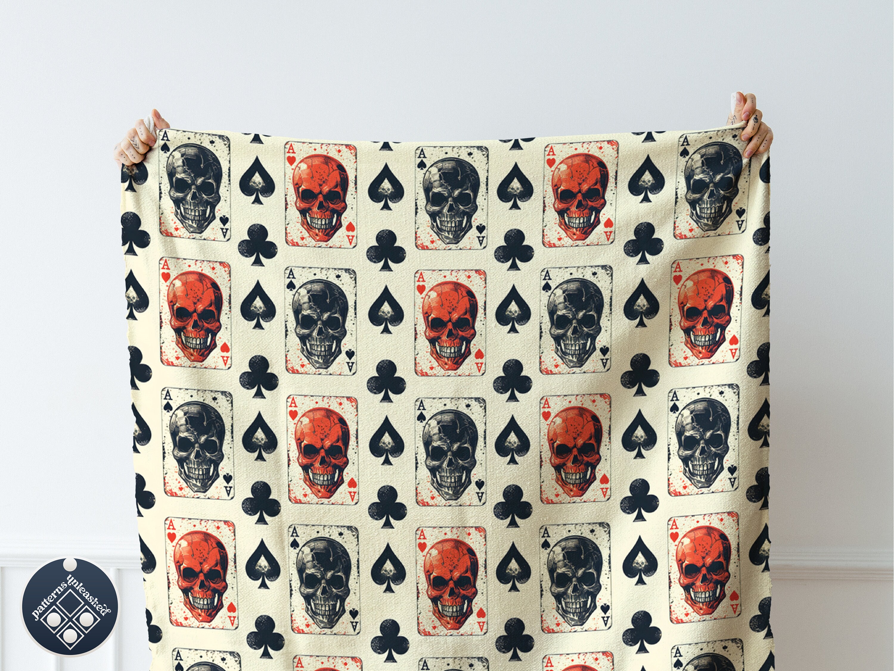 Skull Cards Seamless Pattern Unlimited Commercial Use Digital Print ...