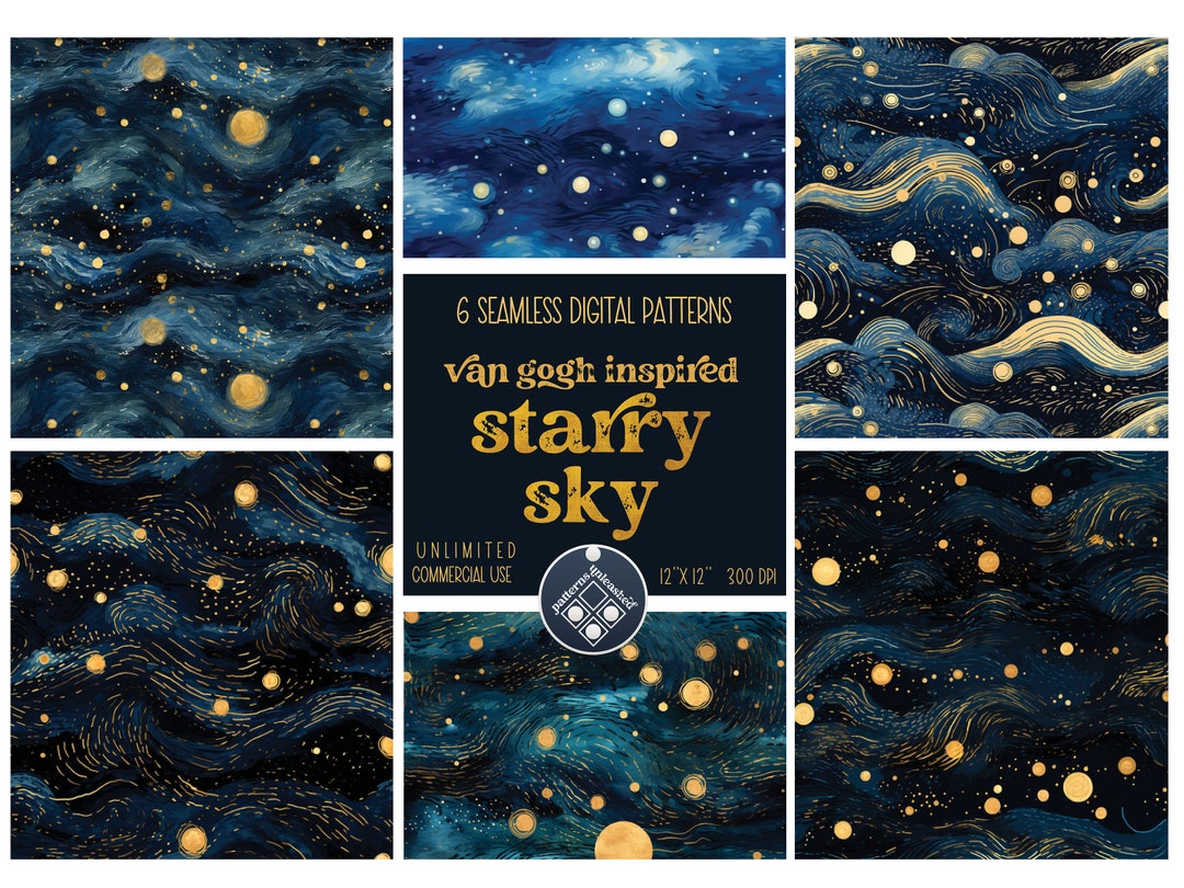 Starry Night Seamless Pattern Unlimited Commercial Use Digital Print ...