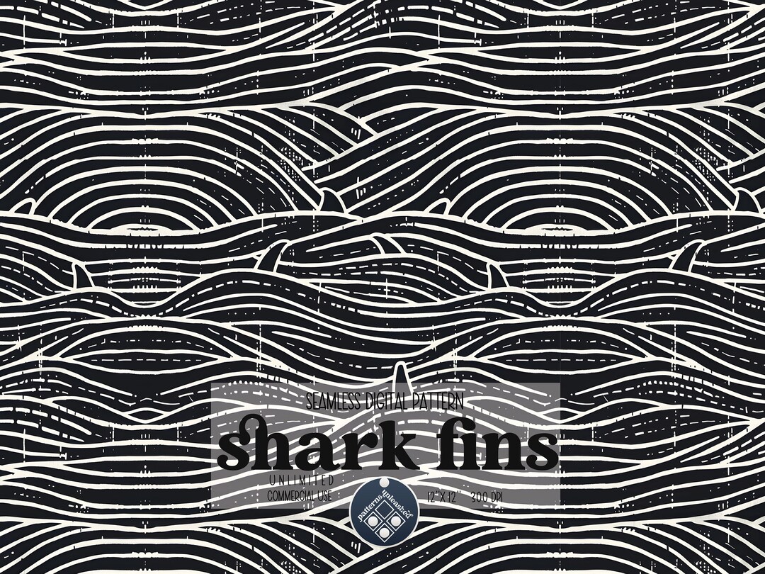 Shark Fins Digital Seamless Pattern Unlimited Commercial Use Digital ...