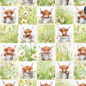 Highland Cows Patchwork Seamless Pattern Unlimited Commercial Use ...