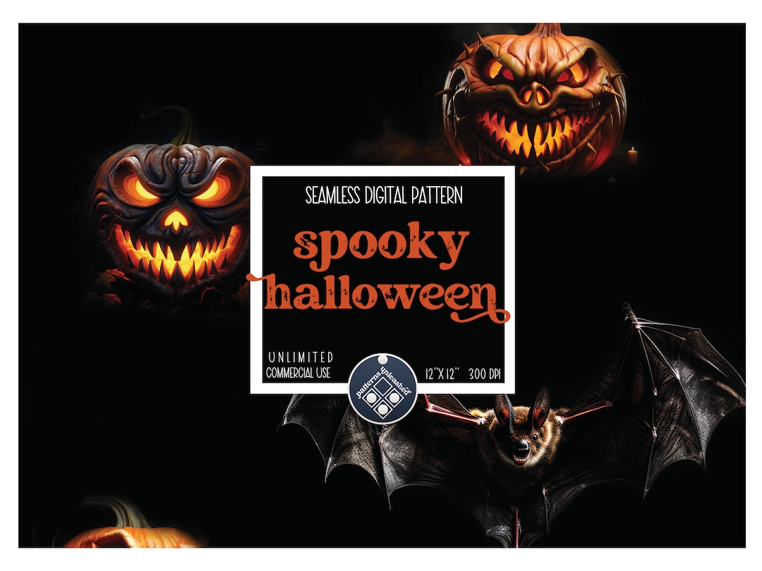Spooky Halloween Pumpkin Digital Paper Seamless Pattern Unlimited ...