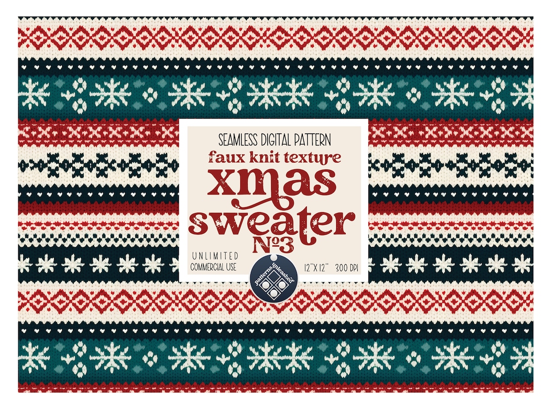 Christmas Sweater Seamless Pattern Unlimited Commercial Use Instant ...