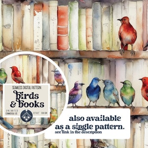 Birds and Books Seamless Pattern Clipart Set Unlimited Commercial Use ...