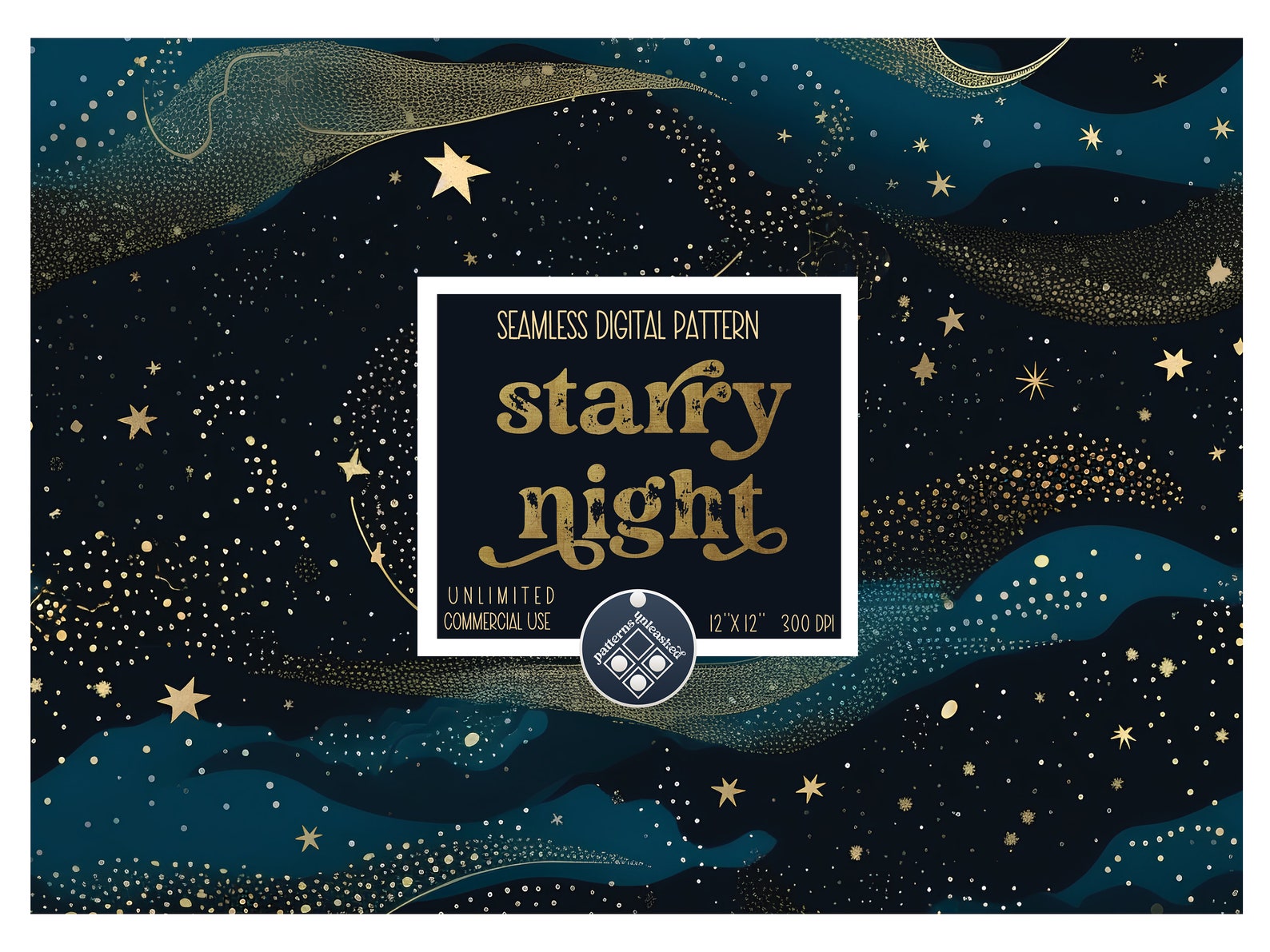 Starry Night Seamless Pattern Unlimited Commercial Use Digital Print ...