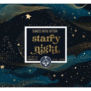 Starry Night Seamless Pattern Unlimited Commercial Use Digital Print ...