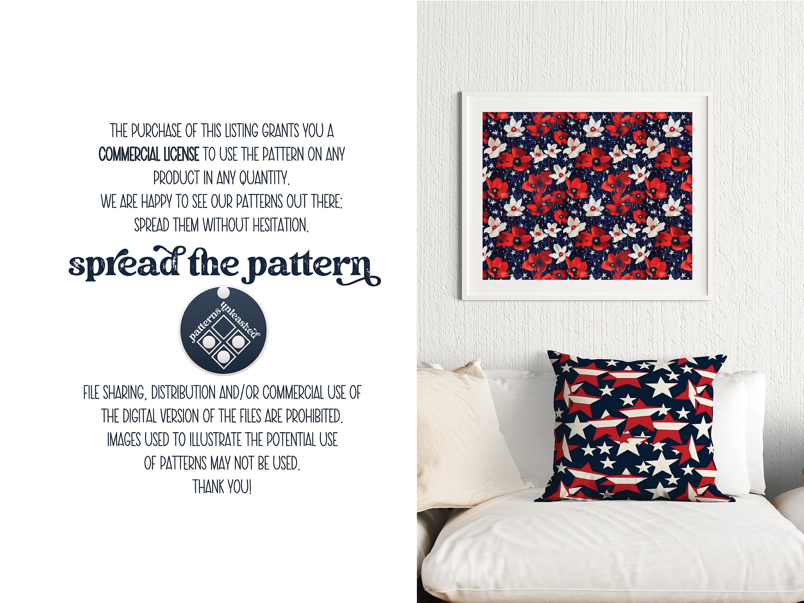 Independence Day Digital Paper Seamless Pattern Bundle - Etsy