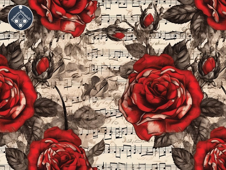 Musical Notes and Flowers Seamless Pattern Unlimited Commercial Use ...