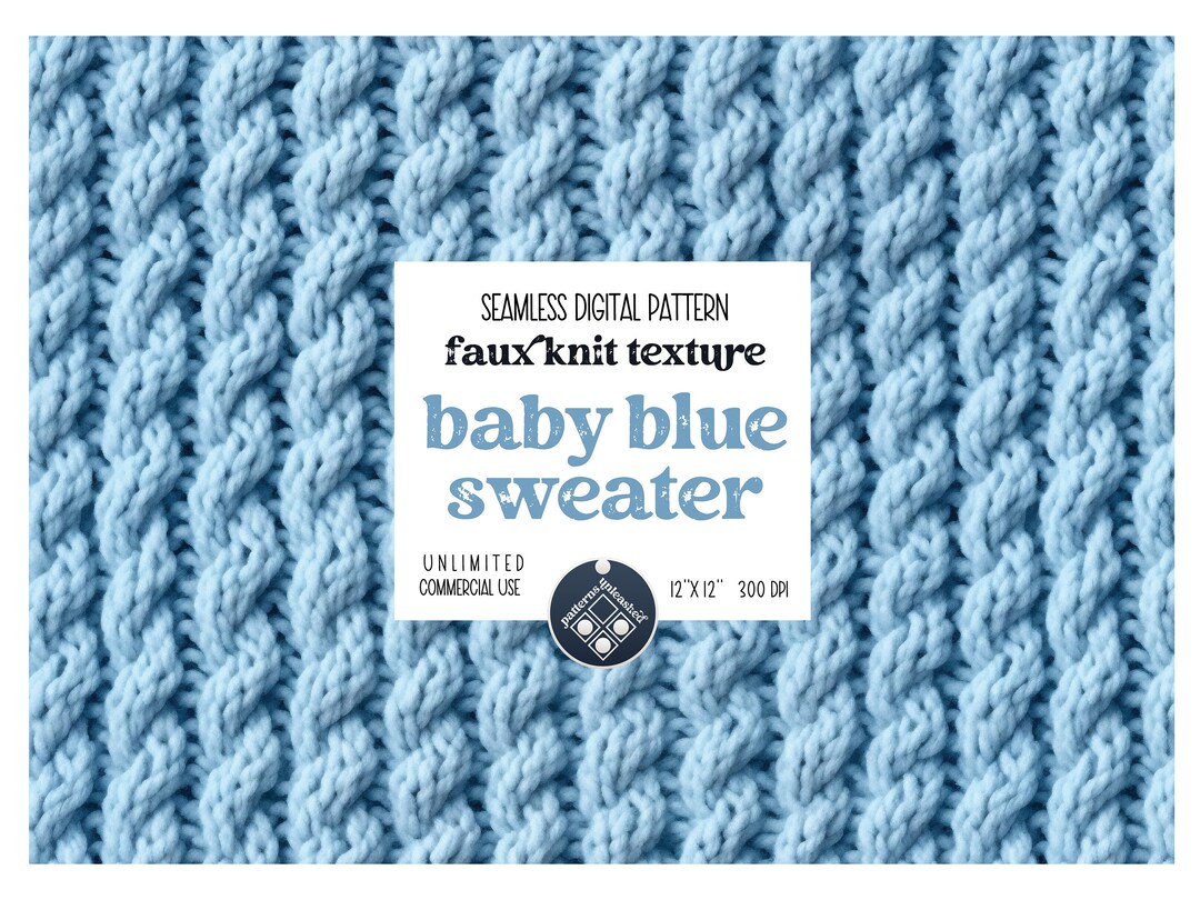 Baby Blue Faux Knit Seamless Pattern Unlimited Commercial Use Digital ...