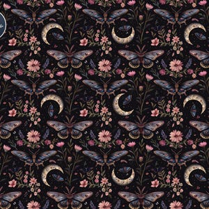 Night Garden Seamless Pattern Unlimited Commercial Use Digital Print File Instant Download ...
