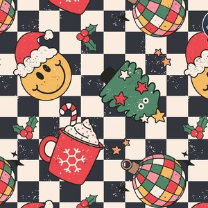 Retro Christmas Digital Seamless Pattern Unlimited Commercial Use Print ...