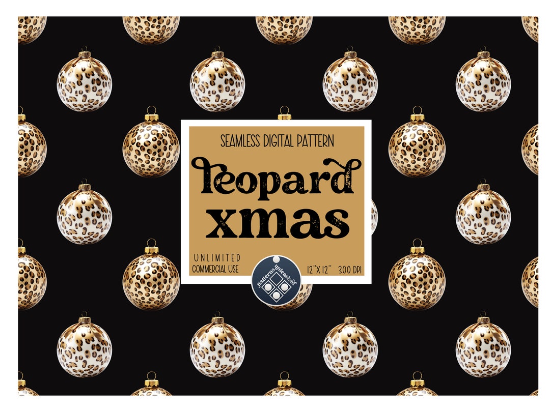 Leopard Christmas Baubles Seamless Pattern Unlimited Commercial Use ...