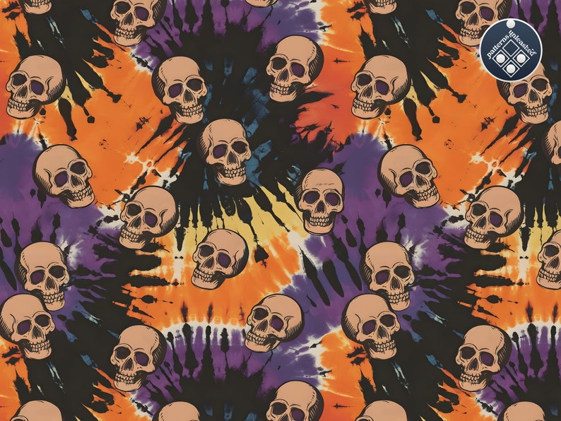 Halloween Tie-dye Digital Seamless Pattern Unlimited Commercial Use ...