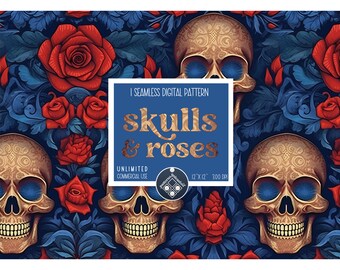 Skulls and Roses Digital Pattern - Etsy