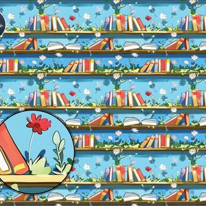 Flowers and Books Digital Seamless Pattern Unlimited Commercial Use ...