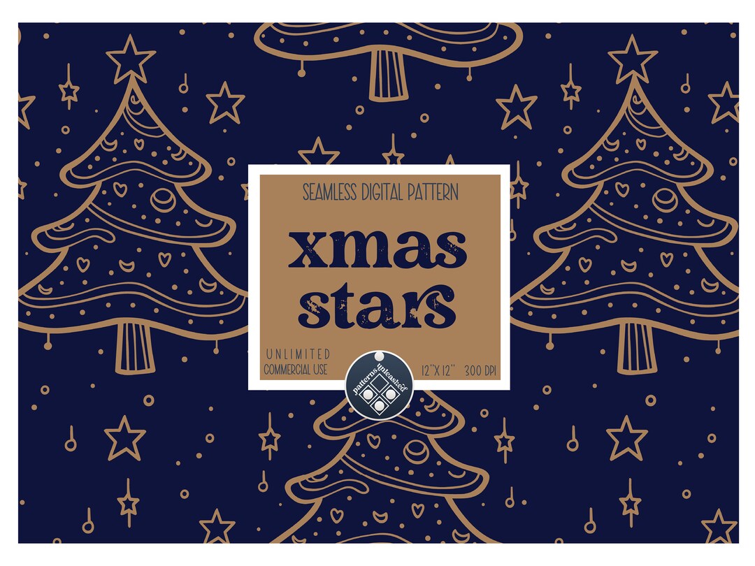 Christmas Trees With Stars Seamless Pattern Unlimited Commercial Use ...