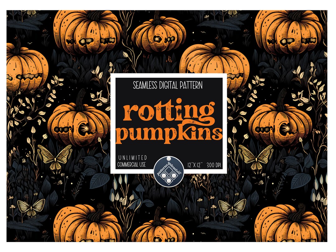 Halloween Rotting Pumpkins Digital Paper Seamless Pattern Unlimited ...