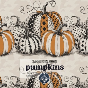 Pumpkins Digital Seamless Pattern Unlimited Commercial Use Digital ...