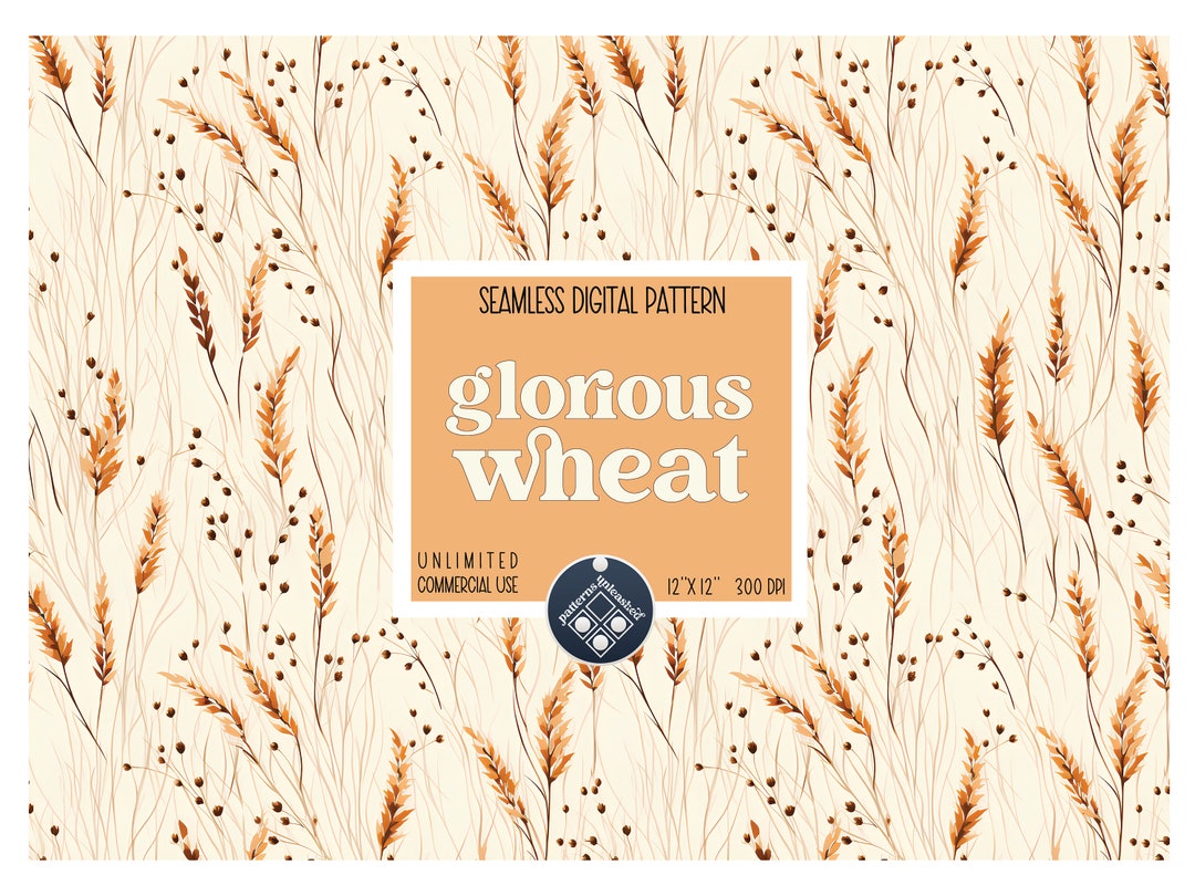 Wheat Digital Paper Seamless Pattern Unlimited Commercial Use Instant ...