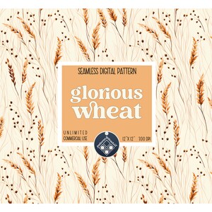 Wheat Digital Paper Seamless Pattern Unlimited Commercial Use Instant ...