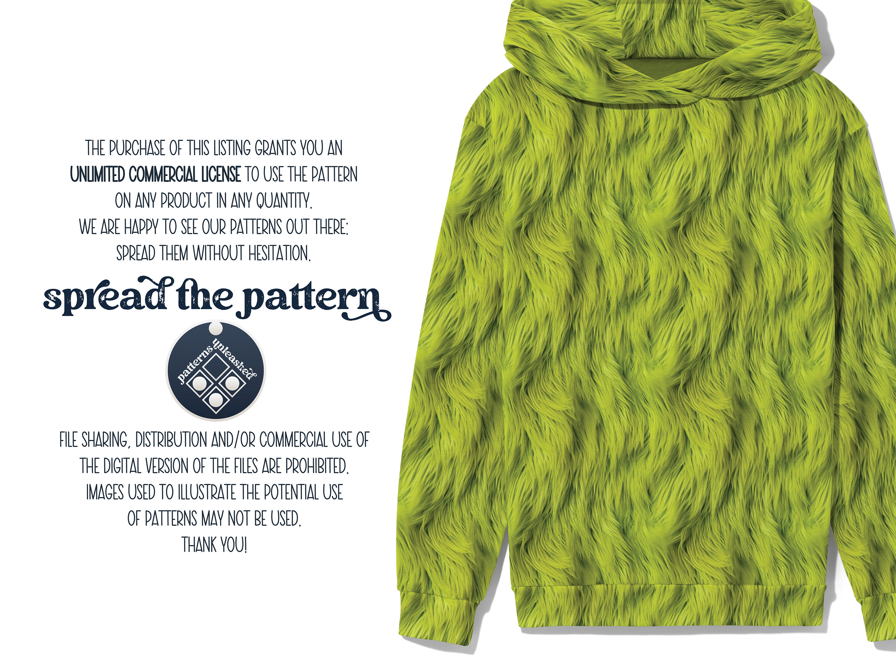 Green Fur Inspired by Grinch Seamless Pattern Unlimited Commercial Use ...