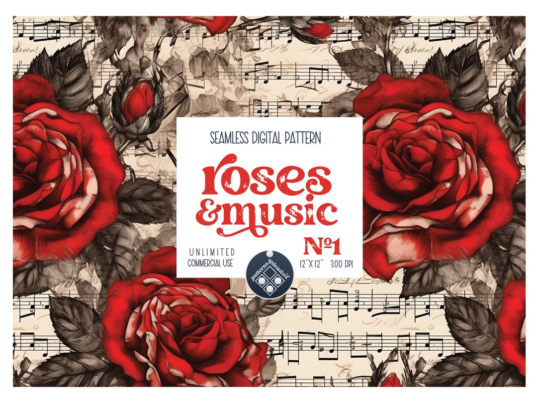Musical Notes and Flowers Seamless Pattern Unlimited Commercial Use ...