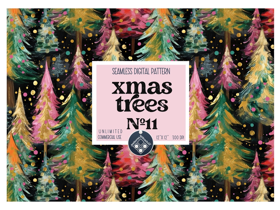 Christmas Tree Seamless Pattern Unlimited Commercial Use Instant ...