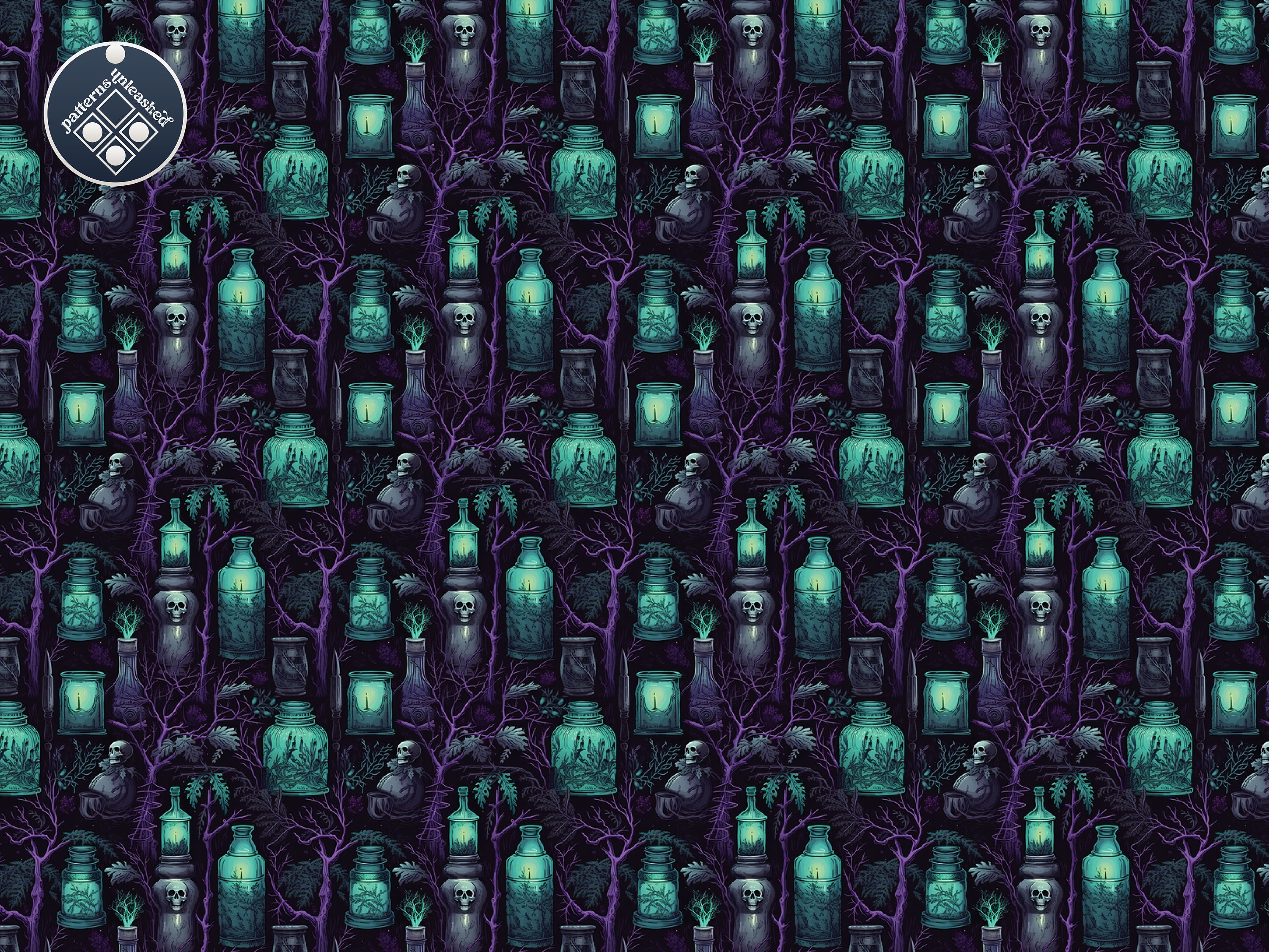 Teal Magic Seamless Pattern Unlimited Commercial Use Digital Print File ...