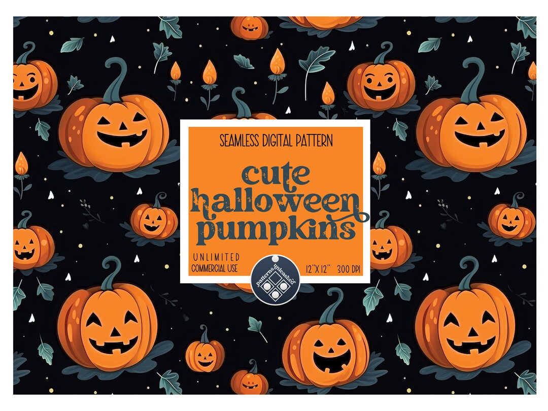Cute Halloween Pumpkins Digital Paper Seamless Pattern Unlimited ...