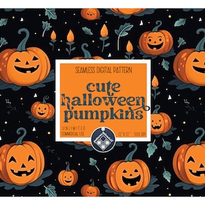 Cute Halloween Pumpkins Digital Paper Seamless Pattern Unlimited ...