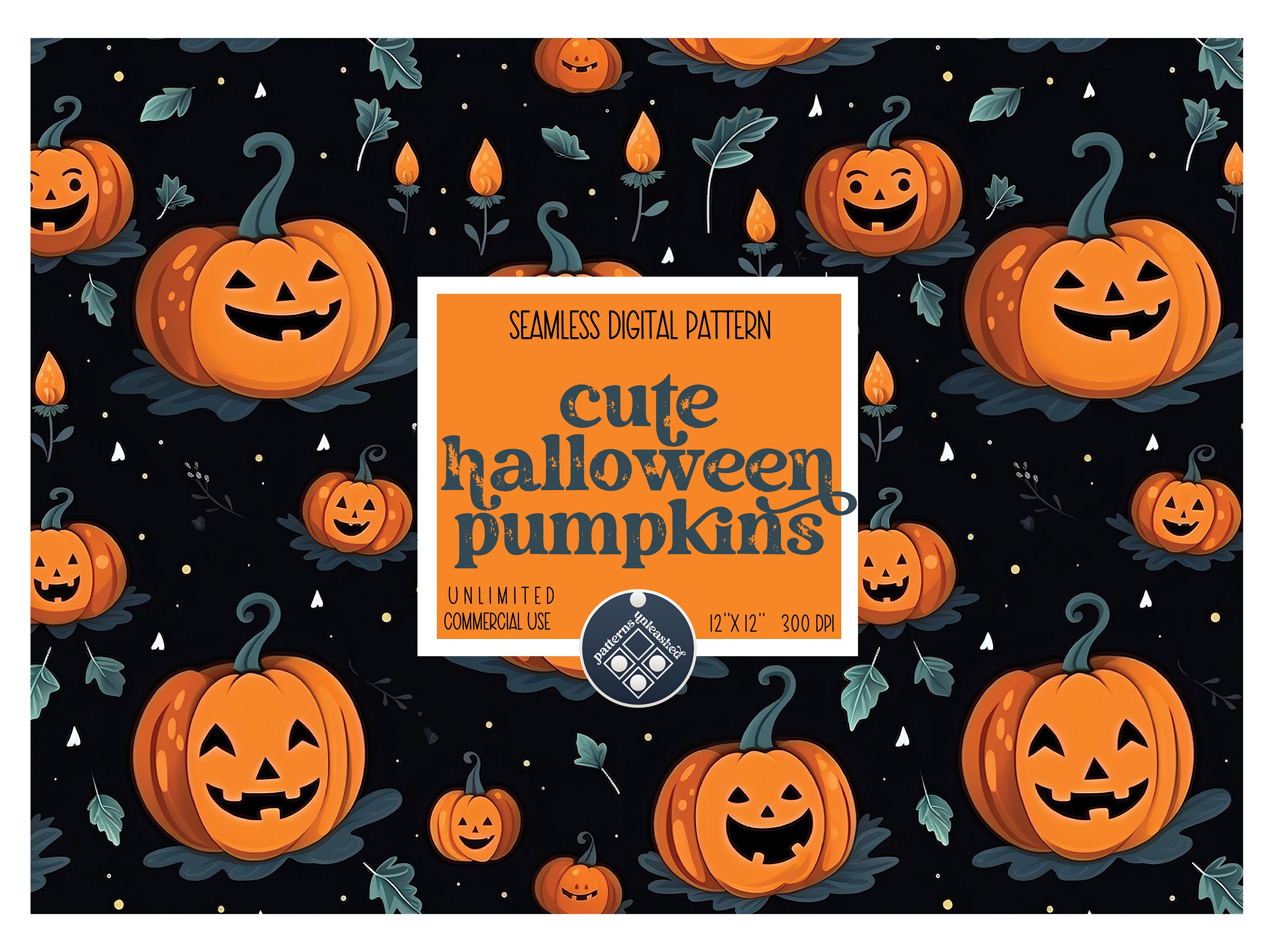Cute Halloween Pumpkins Digital Paper Seamless Pattern Unlimited ...