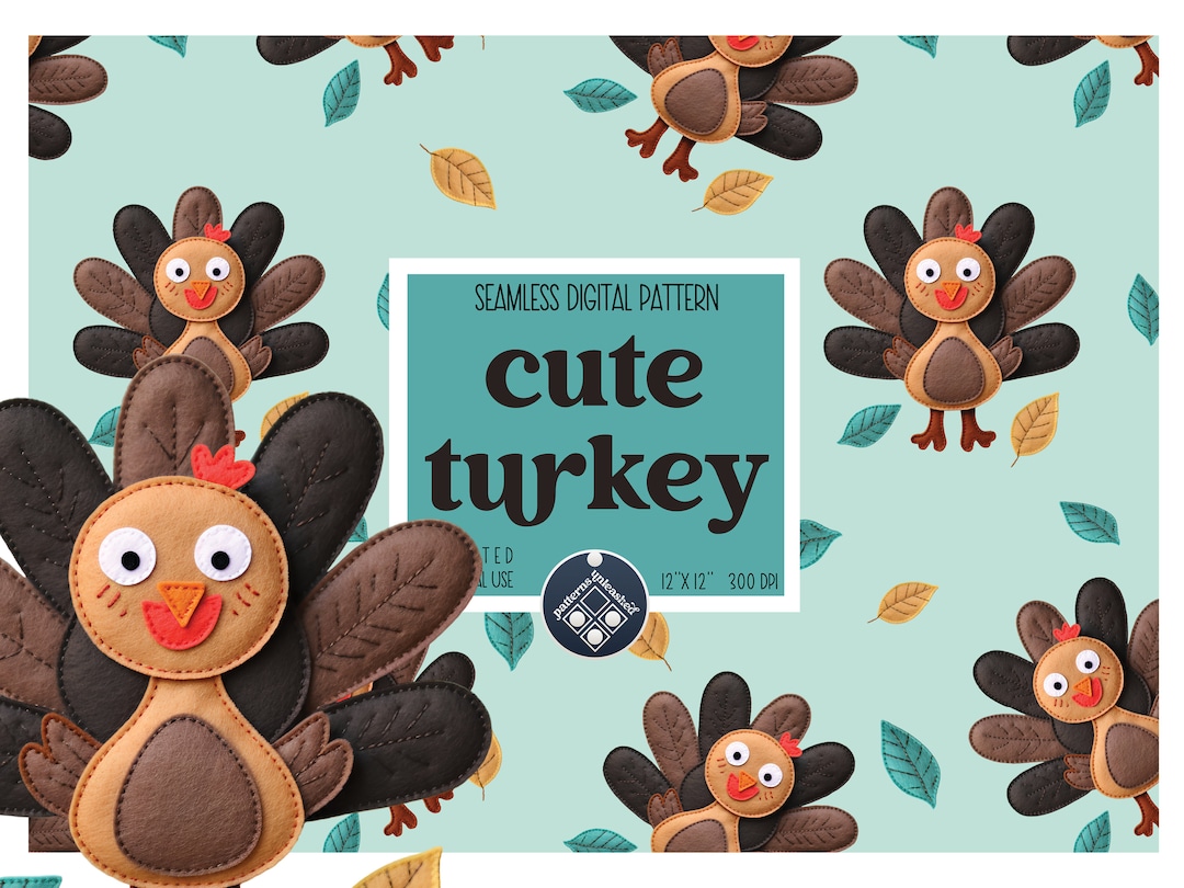 Cute Thanksgiving Turkey Seamless Pattern Unlimited Commercial Use ...