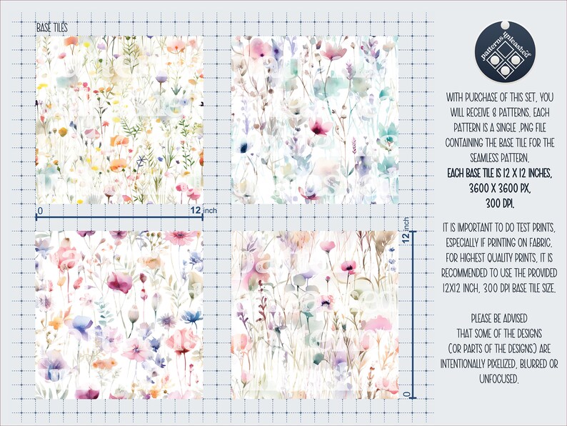 Watercolor Floral Seamless Pattern Unlimited Commercial Use Digital ...